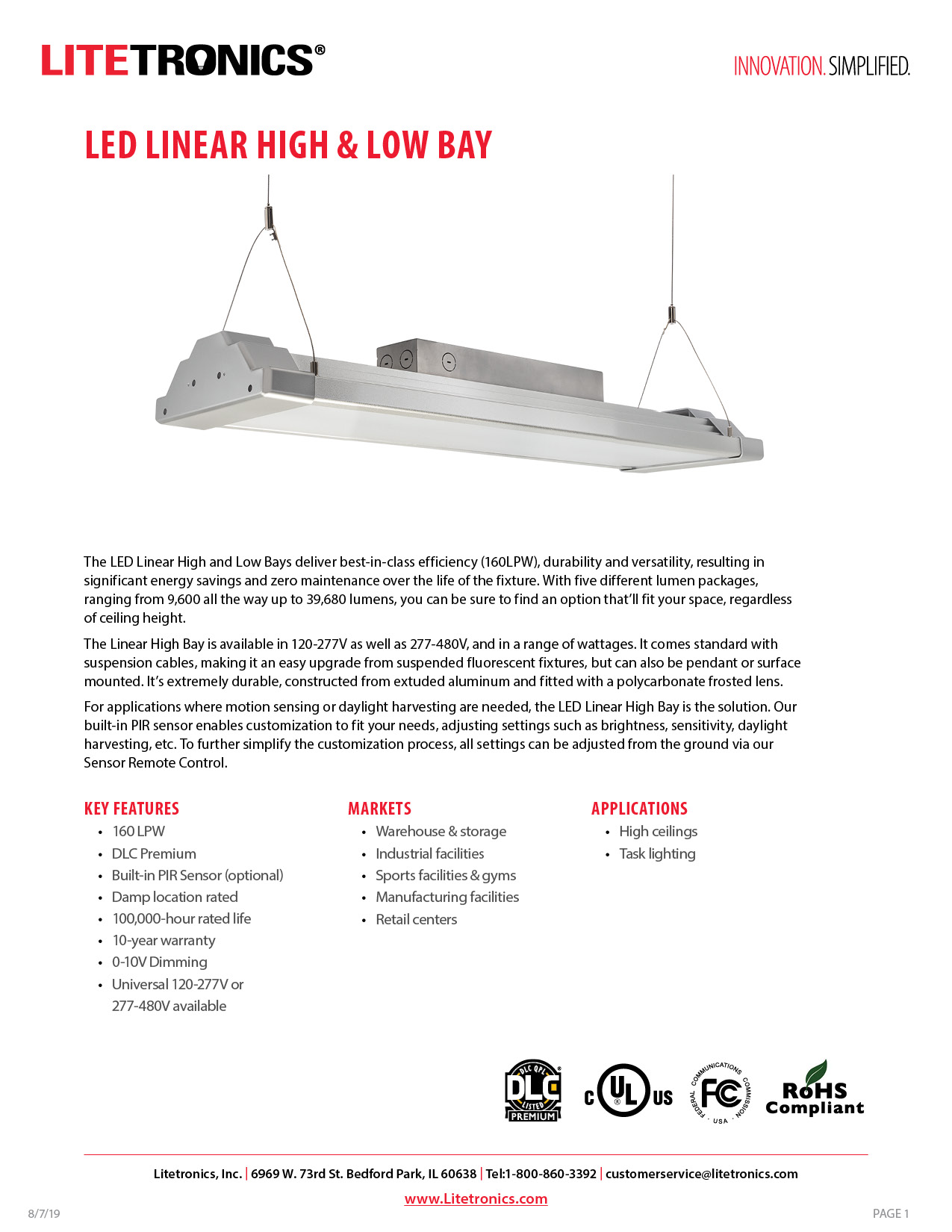 Linear High Bay - Spec Sheet / Discontinued - While Supplies Last ...