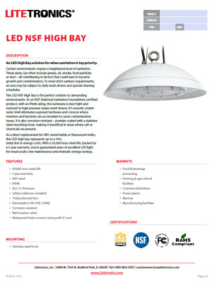 NSF High Bay - Spec Sheet / Discontinued - While Supplies Last ...