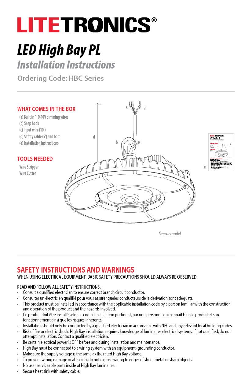High Bay PL - Instructions / Discontinued – While Supplies Last ...