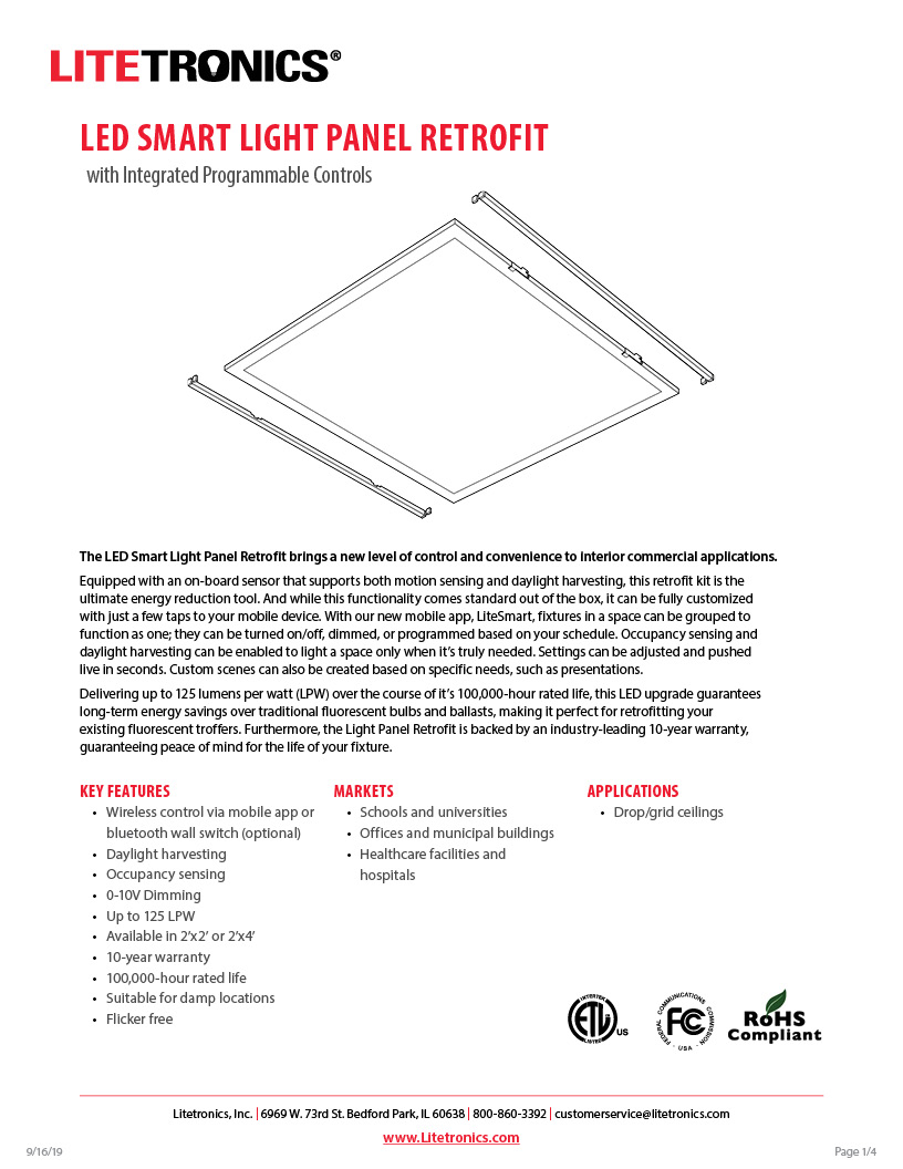 Light Panel Retrofit - G3 CCT & Wattage Selectable - Spec Sheet ...