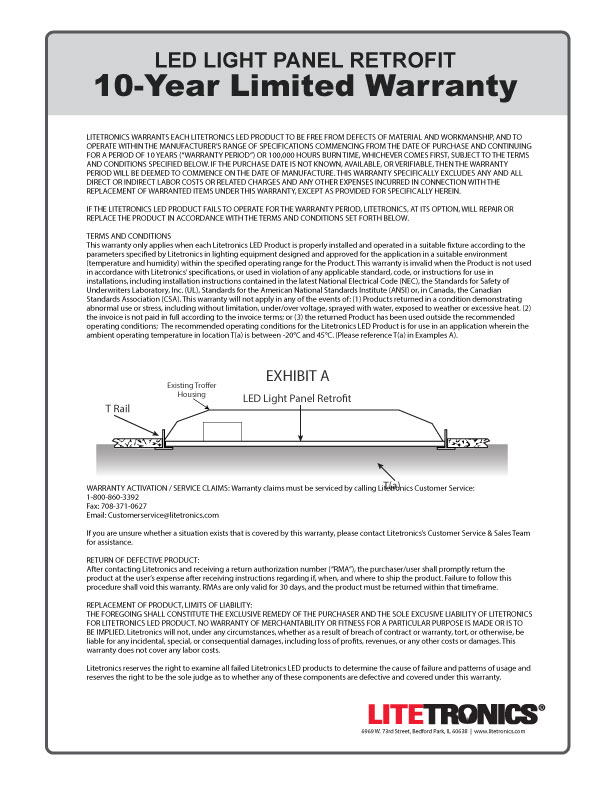 Light Panel Retrofit - Warranty - Litetronics