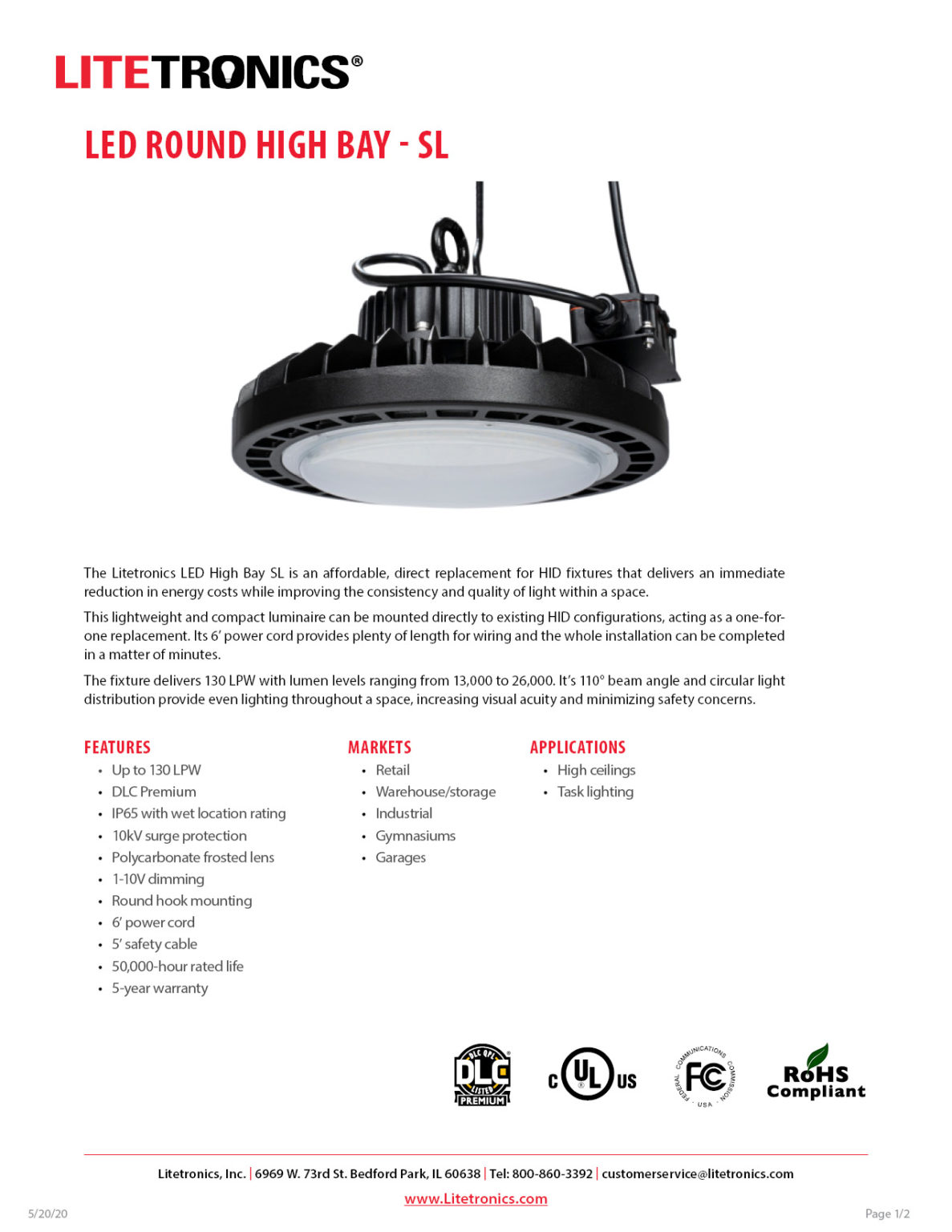 LED Round High Bay SL Archives - Litetronics