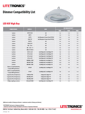 NSF High Bay G2 - Dimming Compatibility - Litetronics