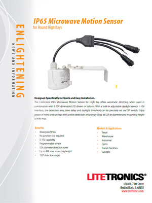Microwave Motion Sensor - Spec Sheet - Litetronics