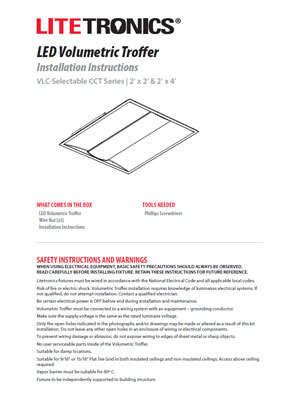 LED Volumetric Troffer C-Series - Instructions - Litetronics