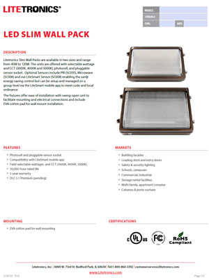 LED Slim Wall Pack - Spec Sheet - Litetronics