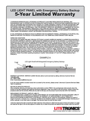 LED Light Panel with Integrated Emergency Battery Backup - Warranty ...