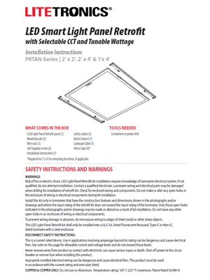 LED Smart Light Panel Retrofit Fixed CCT & Tunable Watts - Instructions ...