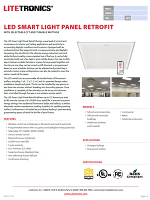 LED Light Smart Panel Retrofit Selectable CCT & Tunable Watts - Spec ...