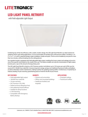 Light Panel Retrofit - G2 Wattage Select - Spec Sheet / Discontinued ...