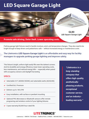LED Square Garage Light - Sell Sheet - Litetronics