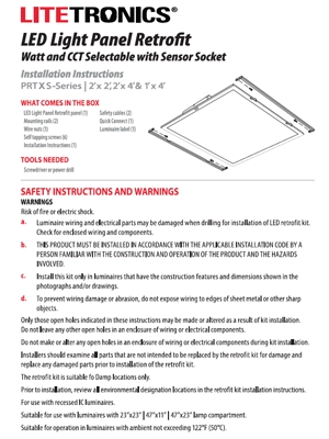 LED Light Panel Retrofit With Sensor Socket - Installation Instructions ...
