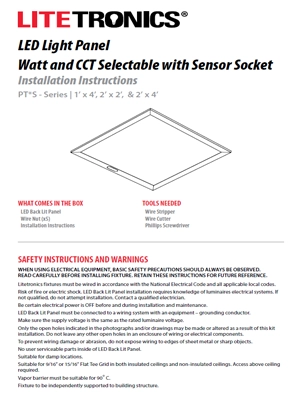 LED Light Panel With Sensor Socket - Installation Instructions ...