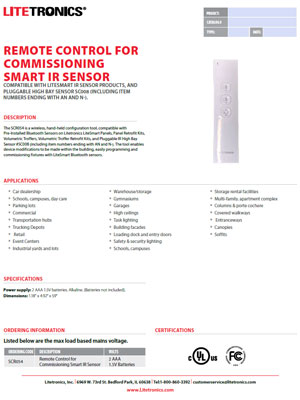 Remote Control For Commissioning IR-Enabled Sensor - Spec Sheet ...