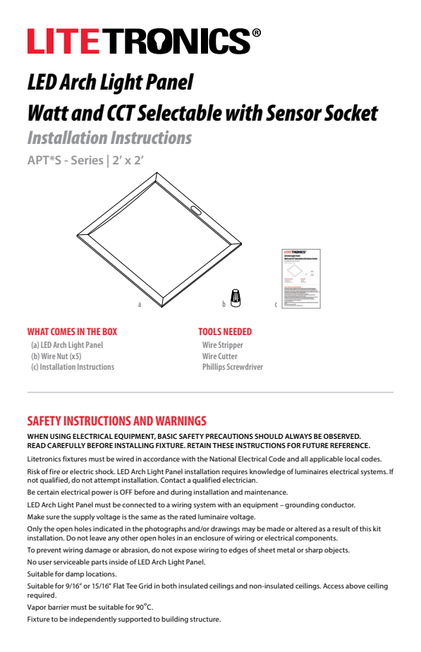 LED Arch Light Panel Installation Instructions - Litetronics